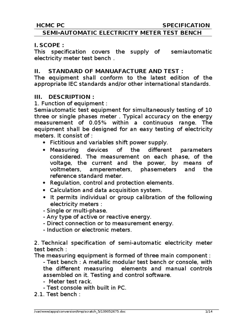 10-Semi Automatic Electricity Meter Test Bench | PDF | Power Supply ...