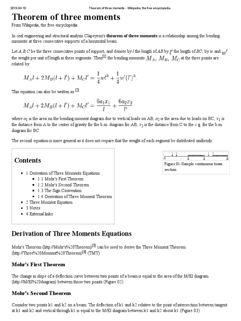 Theorem of Three Moments - Wikipedia, The Free Encyclopedia | PDF ...