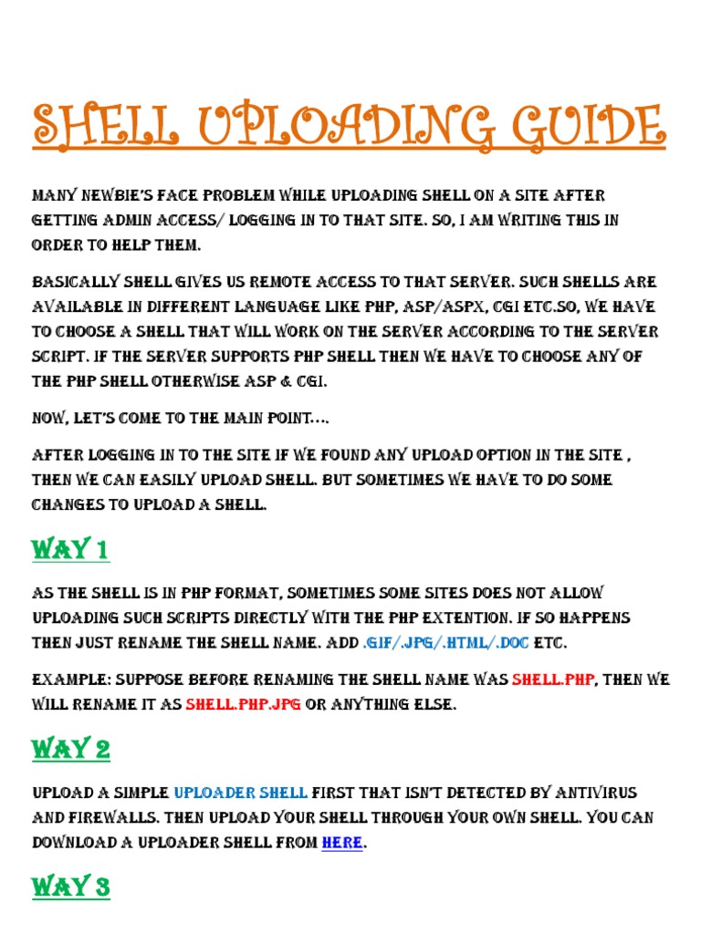 Shell Uploading Guide | PDF | Php | Hypertext Transfer Protocol