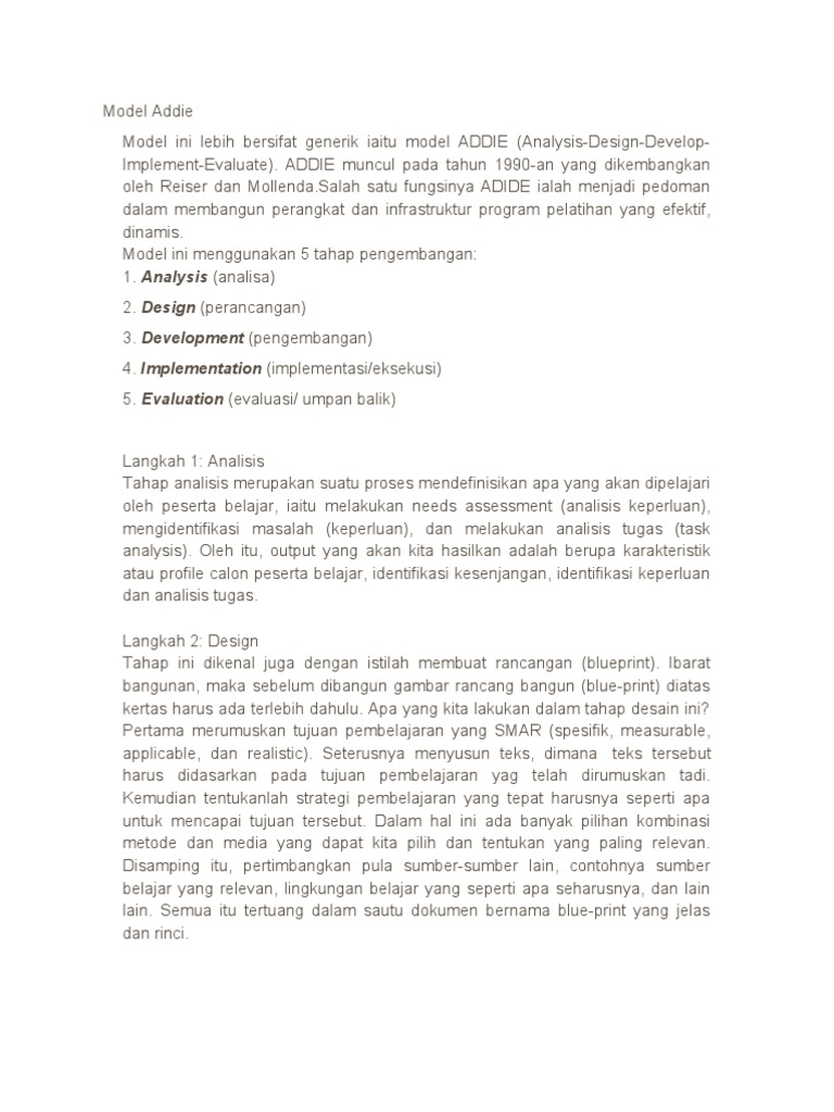 Panduan Model ADDIE untuk Pelatihan | PDF | Seni