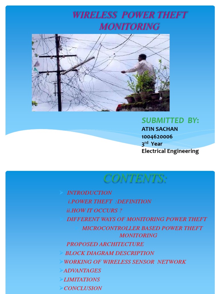 Wireless Power Theft Monitoring | PDF | Manufactured Goods | Electronics