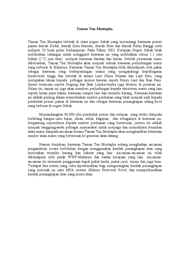 Taman Tun Mustapha (MPA) | PDF