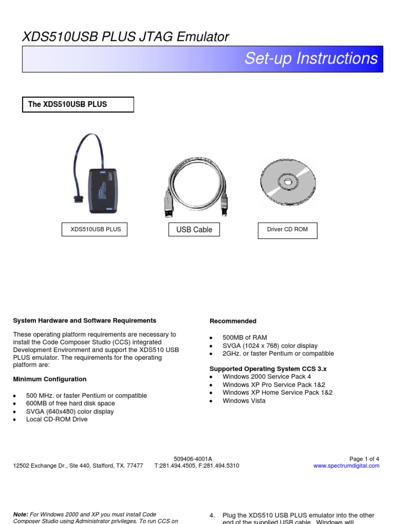 SD Xds510usb Plus QuickStart | PDF | Usb | Device Driver