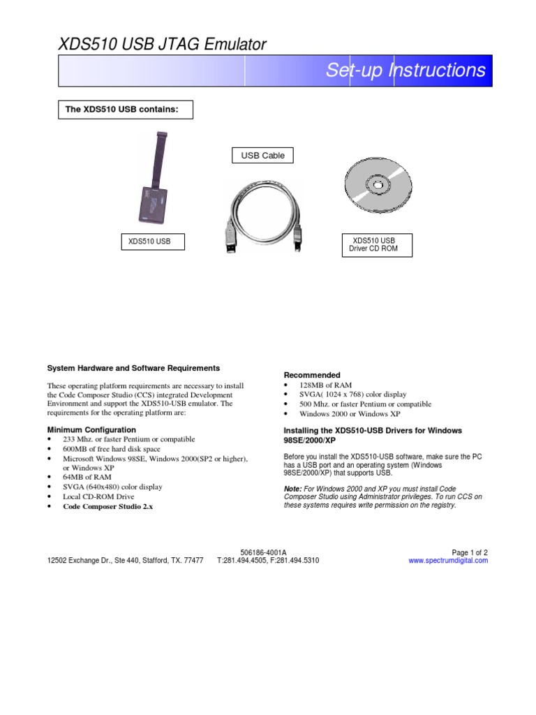 SD Xds510usb QuickStart | PDF | Windows 2000 | Usb