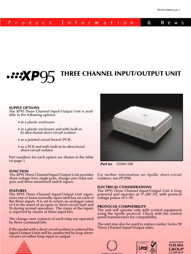 PP2121 3 Channel Input Output Unit PIN | PDF | Relay | Switch