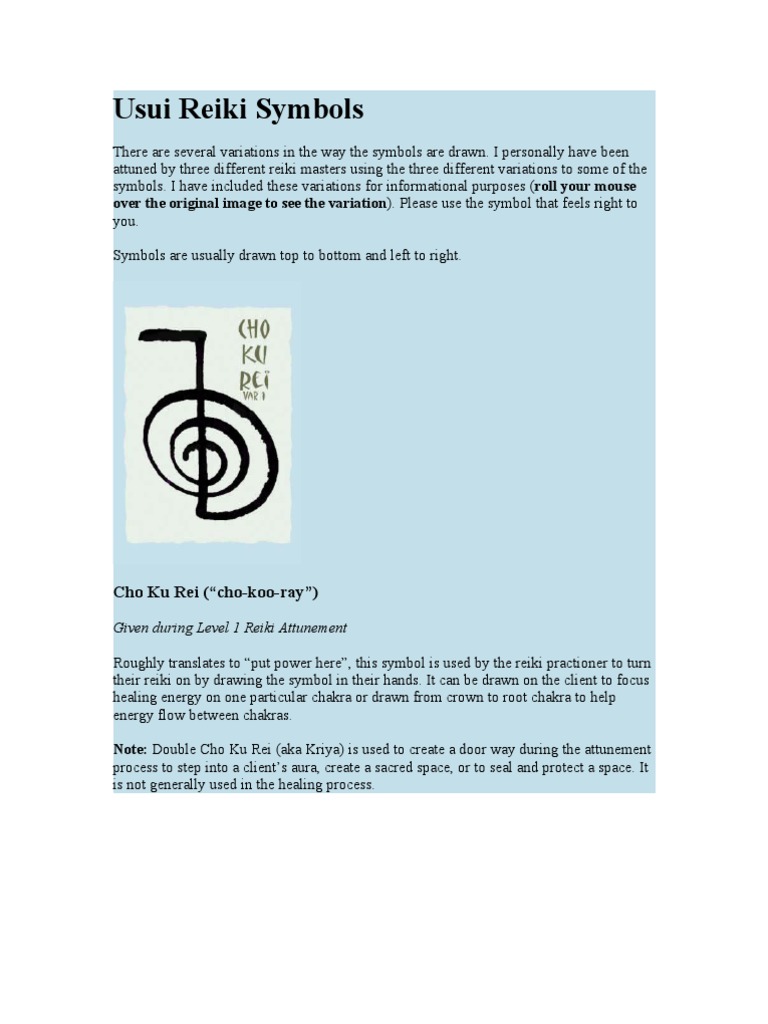 Usui Reiki Symbols | PDF | Reiki | Chakra