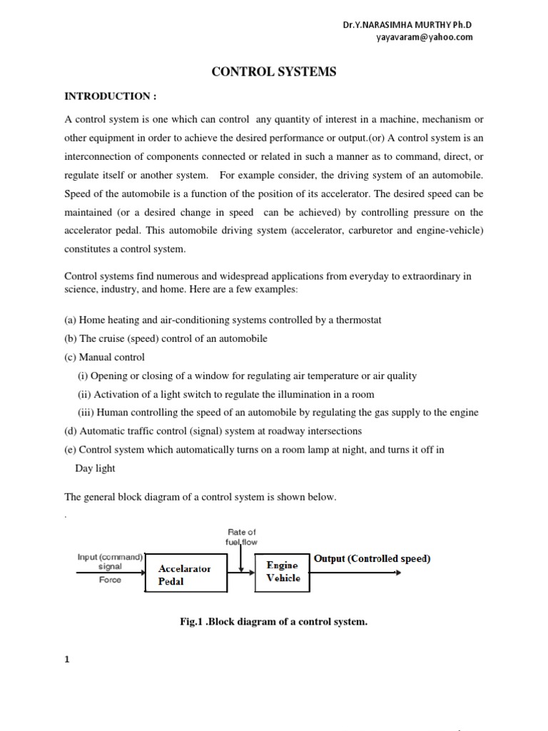 Control Systems - Notes | PDF | Control System | Control Theory