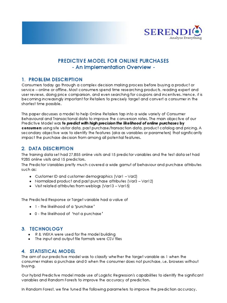 Predictive Model For E-Commerce | PDF | Statistical Classification ...