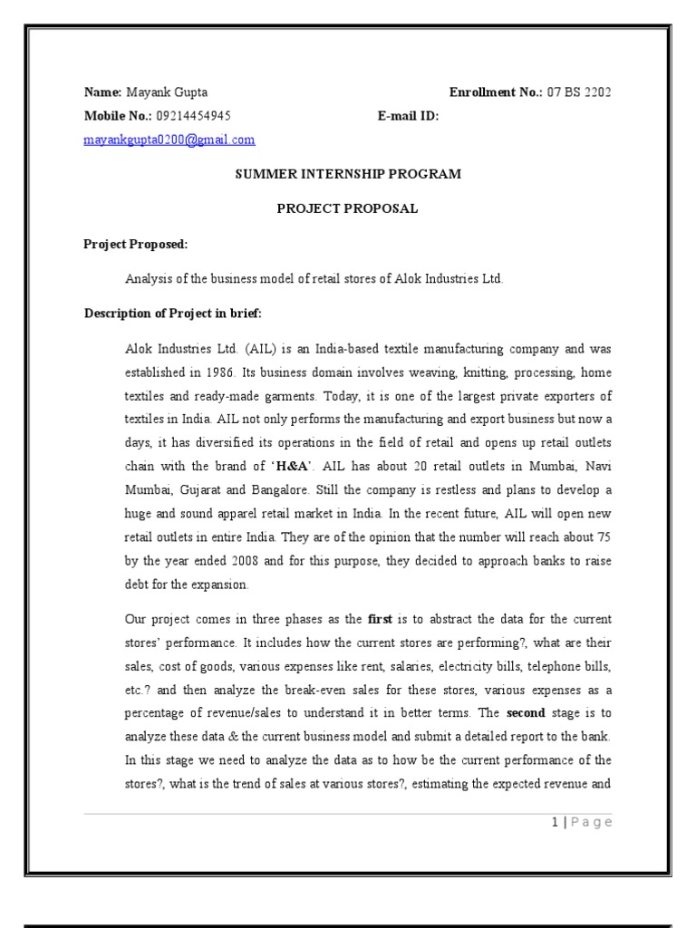 Project Proposal | Retail | Revenue