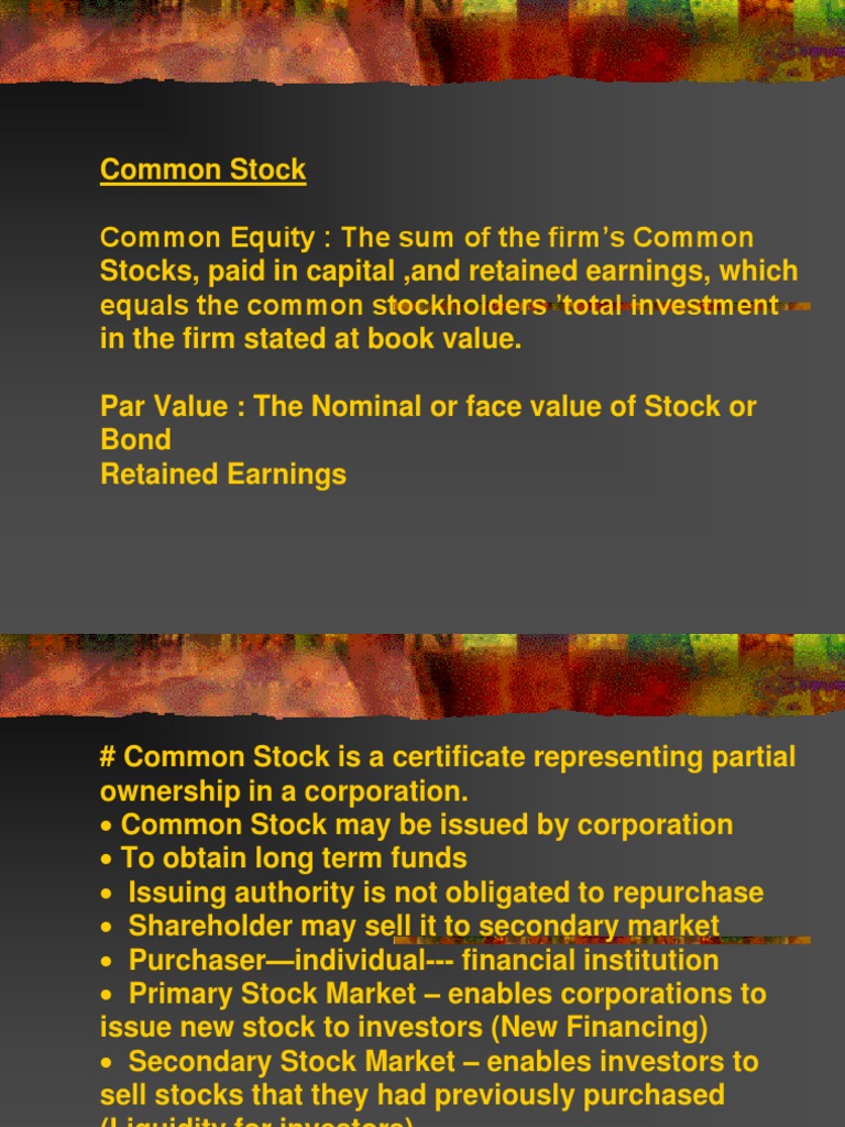 Understanding Common Stock: Ownership, Markets, and the Investment ...