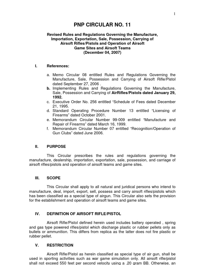 PNP Circular No. 11 | PDF | Handgun | Firearms