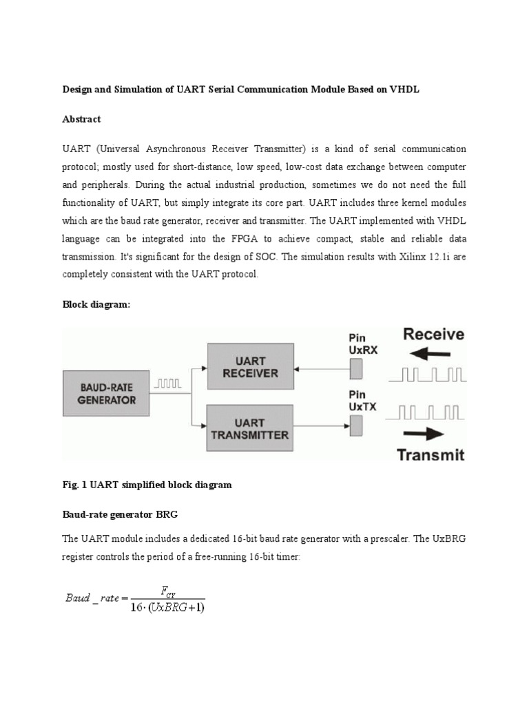 Design and Simulation of UART Serial Communication Module Based On VHDL | PDF | Receiver (Radio ...