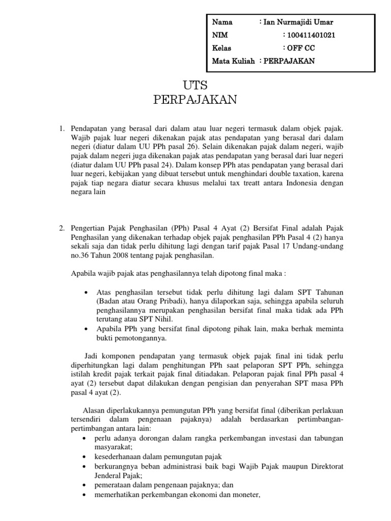Uts Perpajakan | PDF