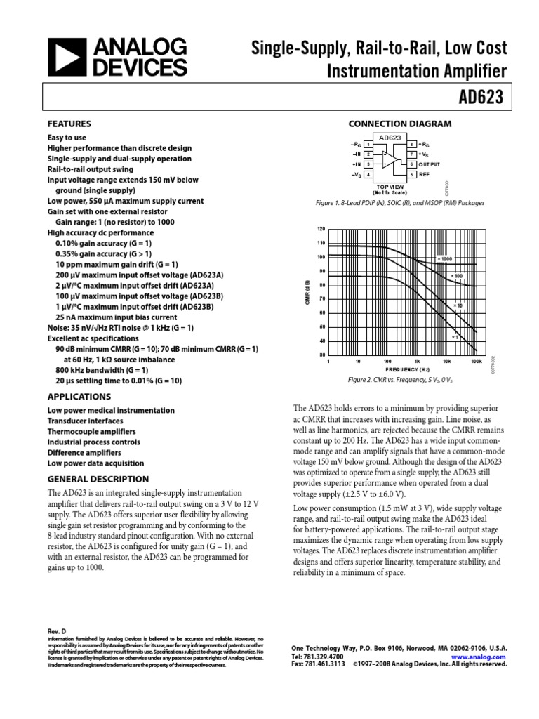 AD623 | PDF | Amplifier | Operational Amplifier