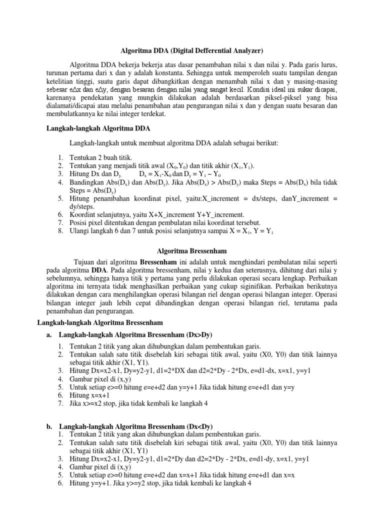 Algoritma DDA Dan Bresenham | PDF
