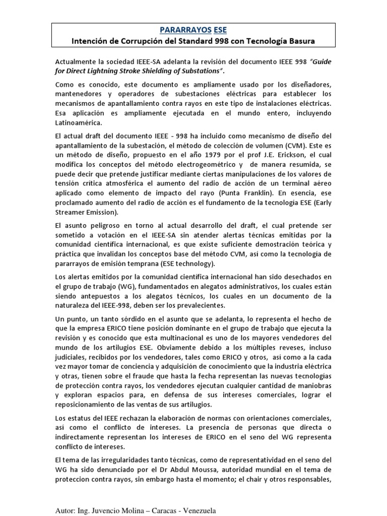 Parrarayos ESE Intencion de Corromper La Emision Del Standad IEEE 998 ...