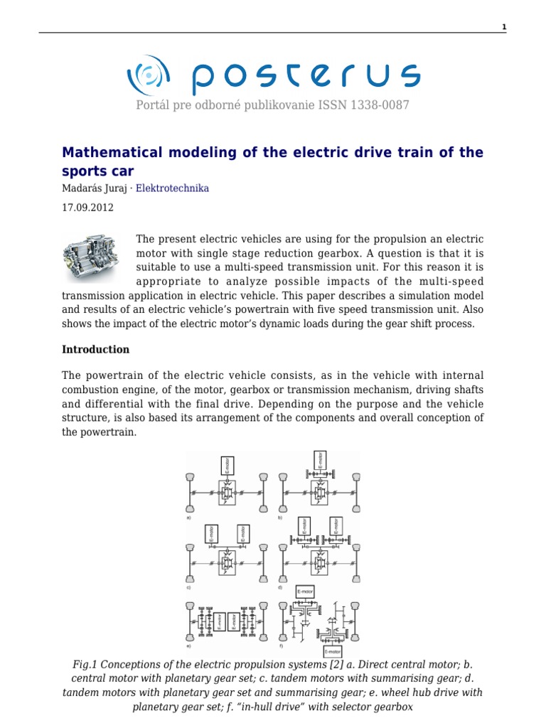 Mathematical Modeling of The Electric Drive Train of The Sports Car ...