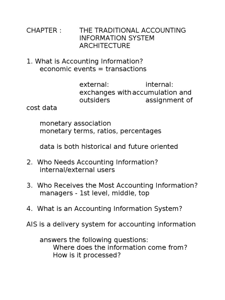 The Traditional Accounting Information System | PDF | System | Accounting