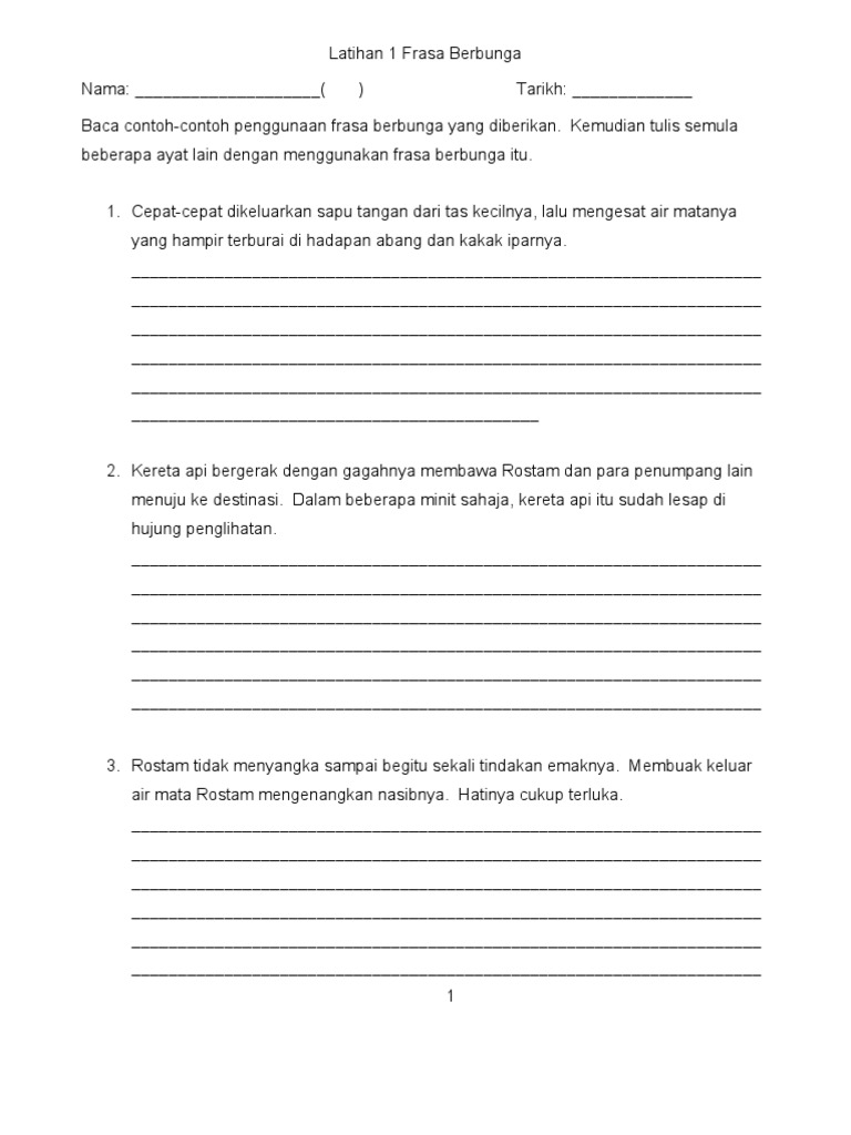 Latihan Frasa Berbunga | PDF | Seni & Disiplin Bahasa
