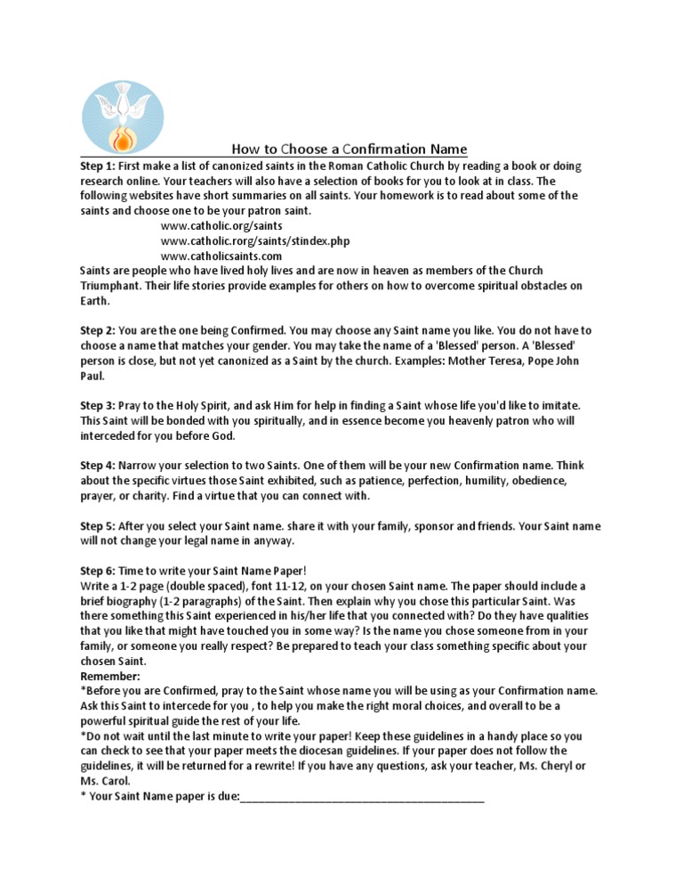 Choosing Your Confirmation Saint Name | PDF | Saint | Confirmation