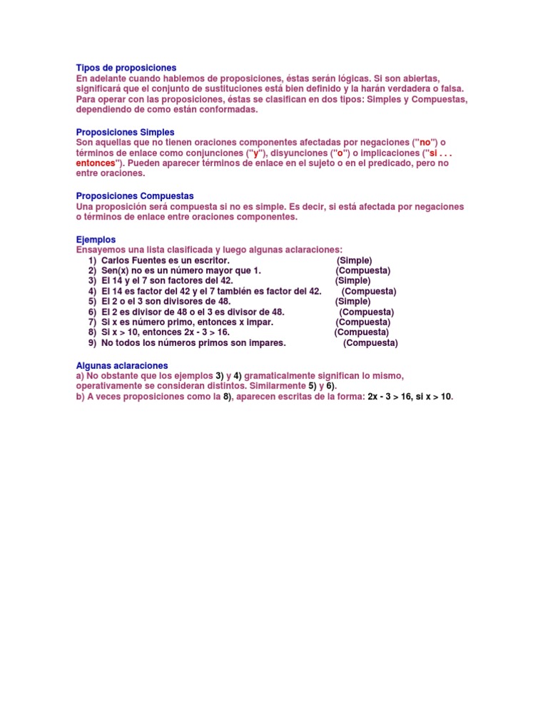 Tipos de Proposiciones | PDF