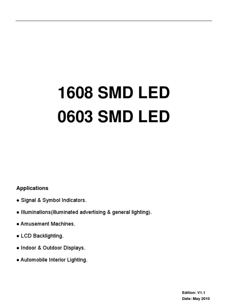 1608 & 0603 SMD LED Specifications | PDF | Science & Mathematics ...