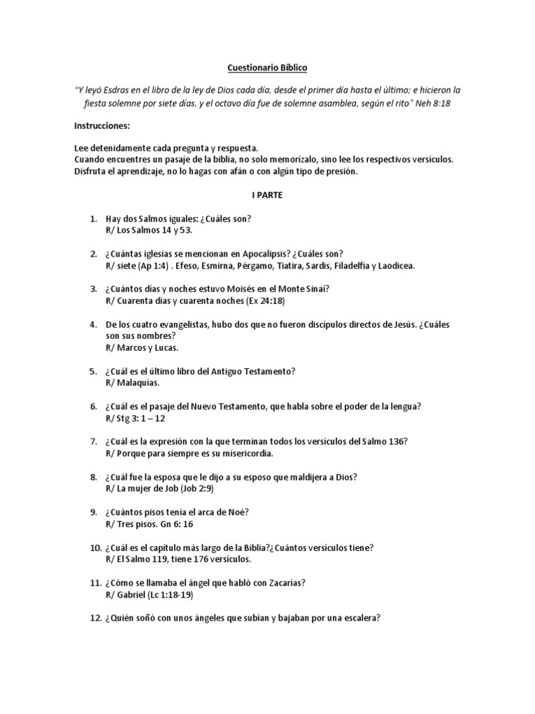 Cuestionario Bíblico (2)