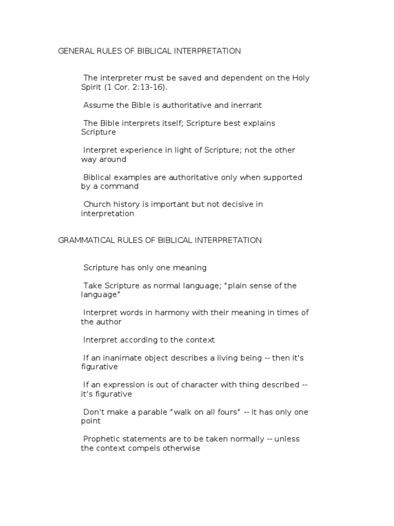 General Rules of Biblical Interpretation | PDF