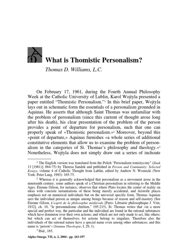 Thomistic Personalism | Thomism | Phenomenology (Philosophy)