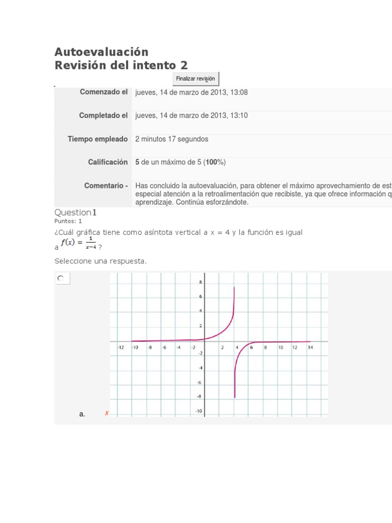 Autoevaluación de La Unidad 2 Calculo Diferencial | PDF