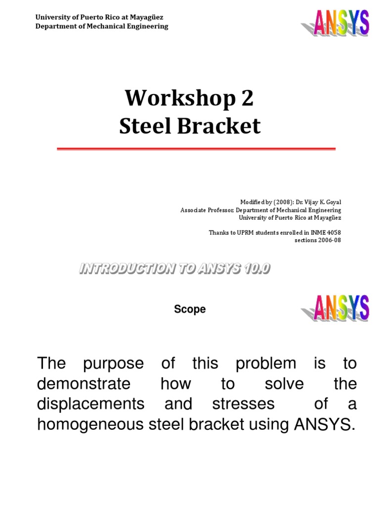 ANSYS Workshop 2 | PDF | Finite Element Method | Elasticity (Physics)