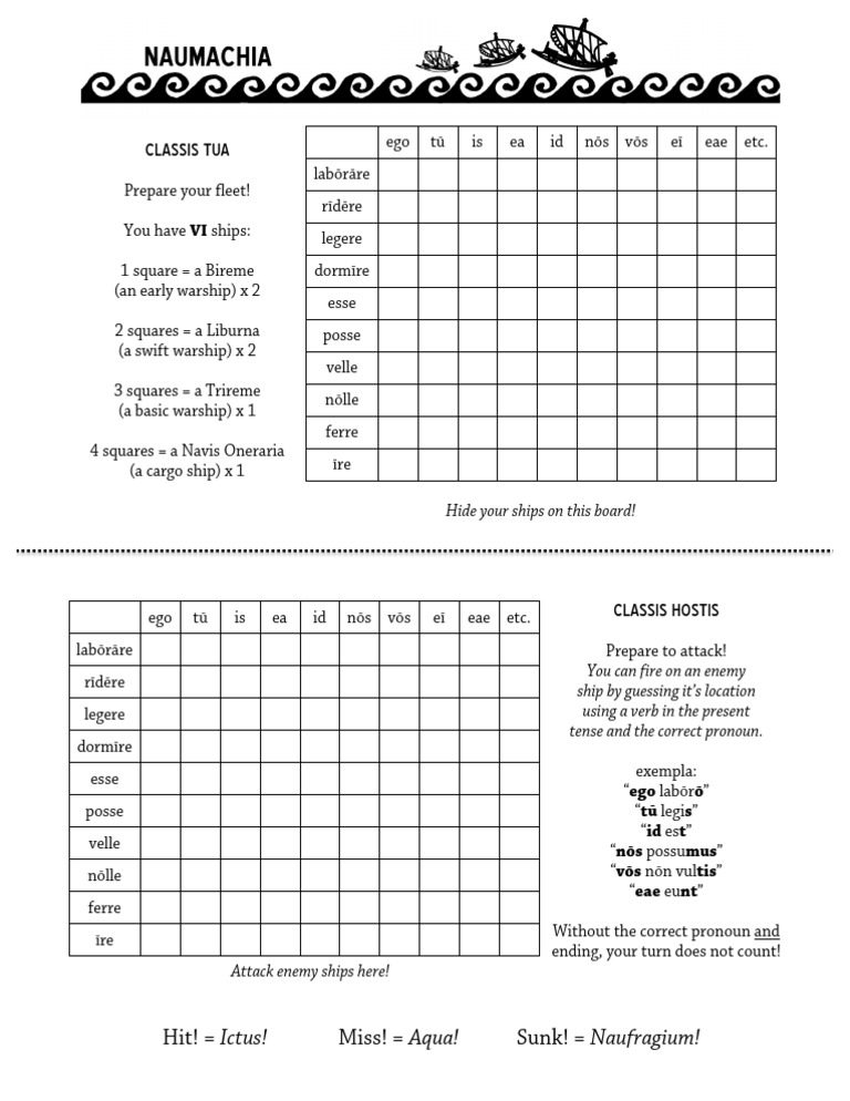 Irregular Verb Battleship (Present Tense) | PDF