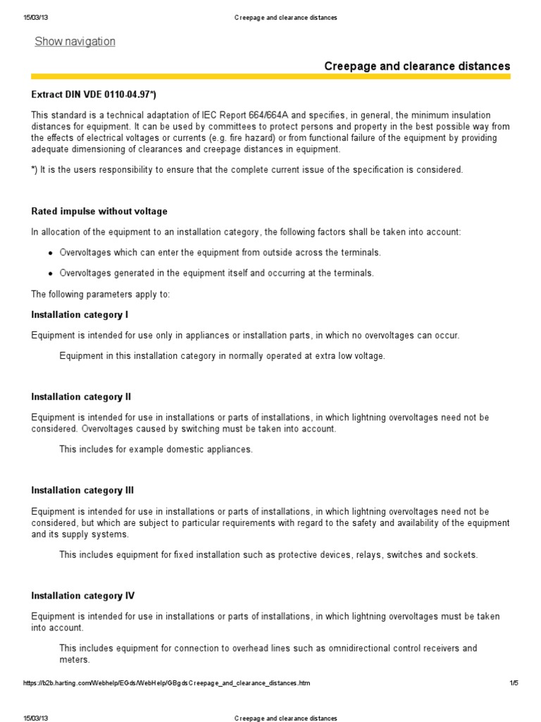 Creepage and Clearance Distances | PDF | Insulator (Electricity) | Voltage