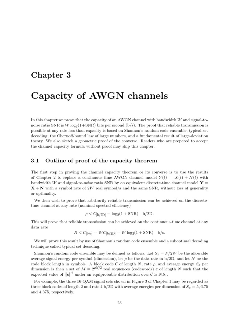 AWGN Channel Capacity Explained | PDF | Signal To Noise Ratio | Sphere