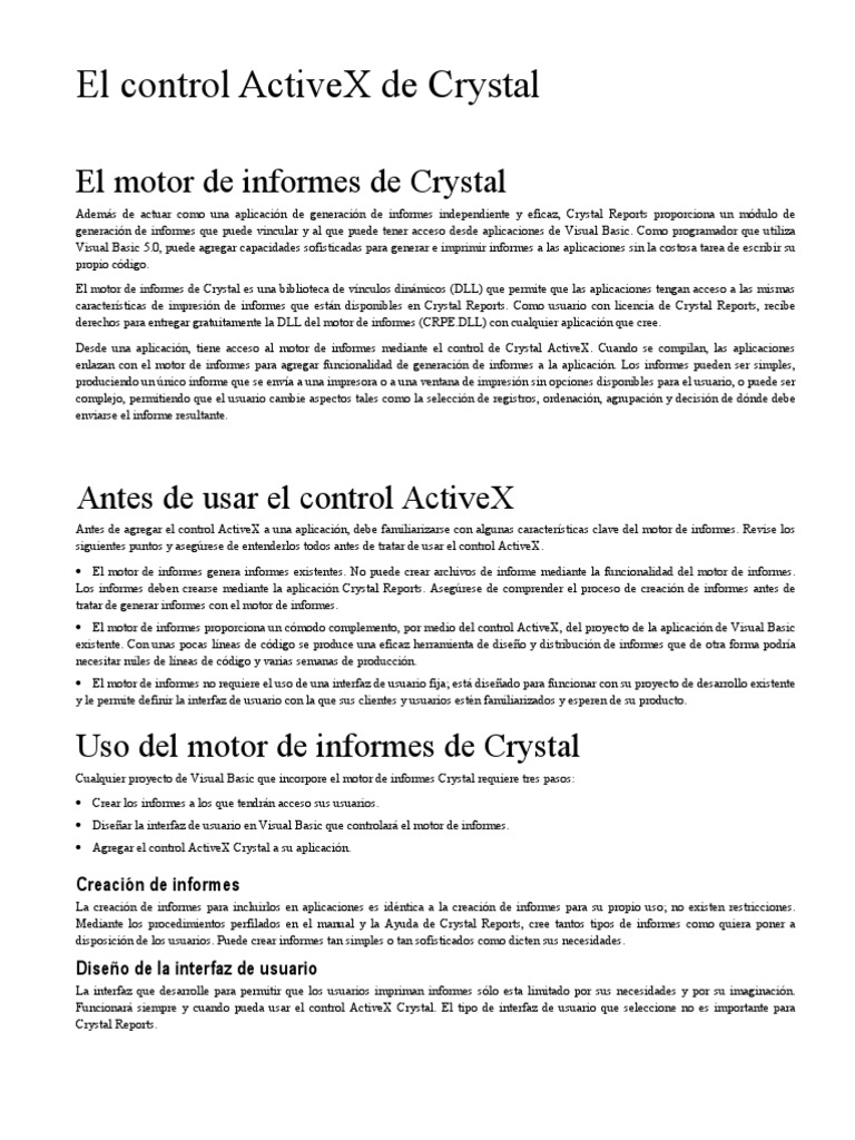 Crystal Report ActiveX en VB6 | PDF | Ventana (informática) | Básico