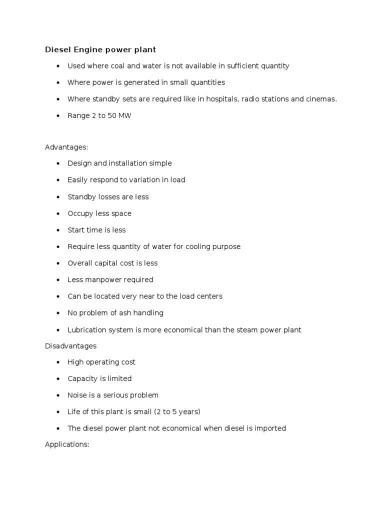 Diesel Engine Power Plant | PDF | Diesel Engine | Power Station