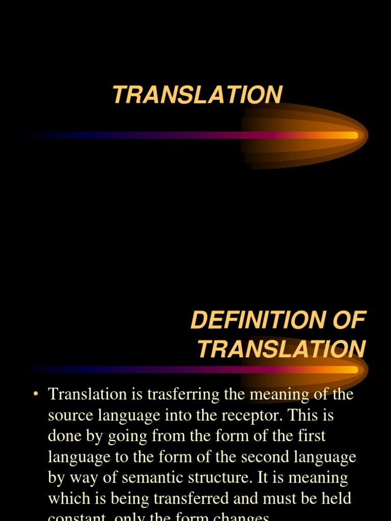 Definition of Translation | PDF