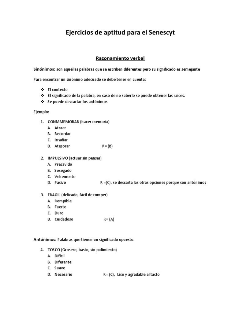 Ejercicios de Aptitud Senescyt | PDF | Aritmética | Matemática Elemental