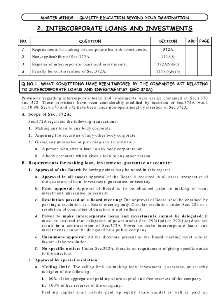 Inter Corporate Loans and Investments Guide | PDF | Business | Finance ...