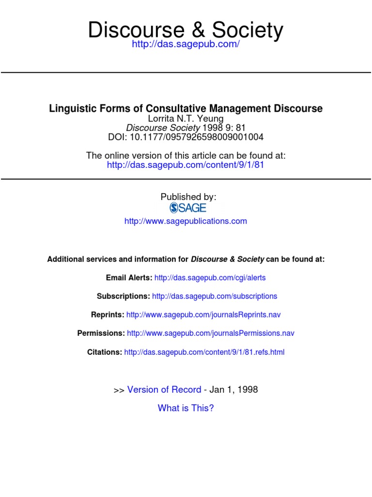 Linguistic Forms of Consultative Management Discourse | PDF ...