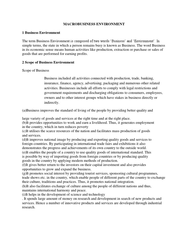 Macro Business Environment | PDF | Foreign Direct Investment | Employment