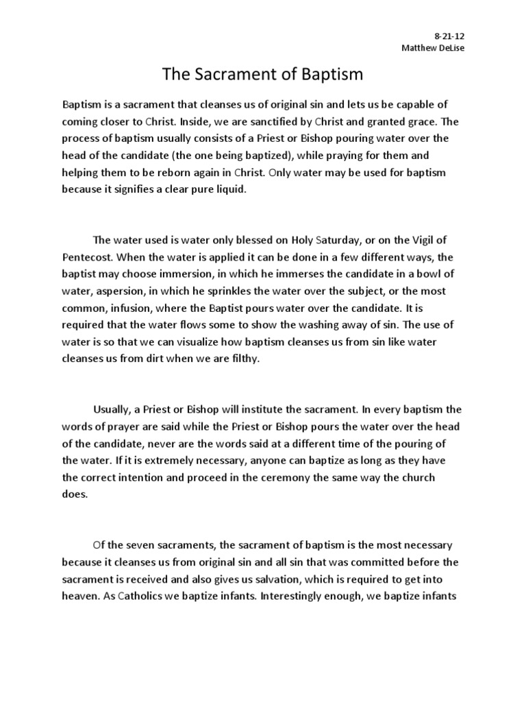 The Sacrament of Baptism | PDF | Baptism | Religious Comparison