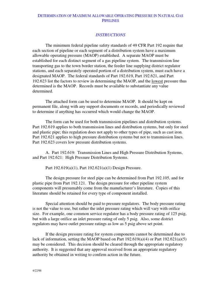 Determining Maximum Allowable Operating Pressures for Natural Gas ...