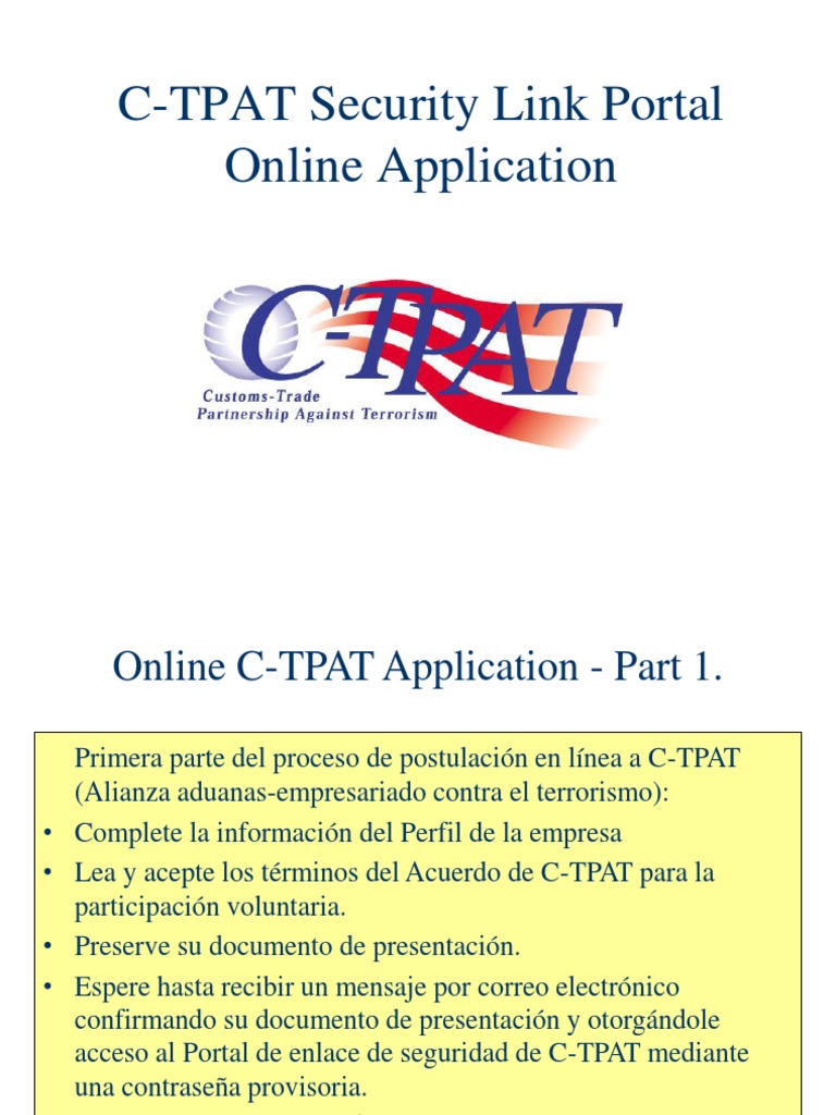 Guía de Solicitud C-TPAT en Línea | PDF | Contraseña | Correo electrónico