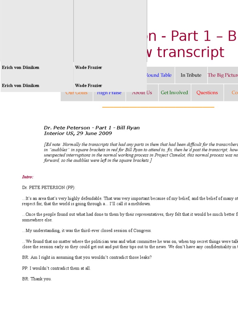 Dr. Pete Peterson Trans Script | PDF | Extraterrestrial Life | Translations