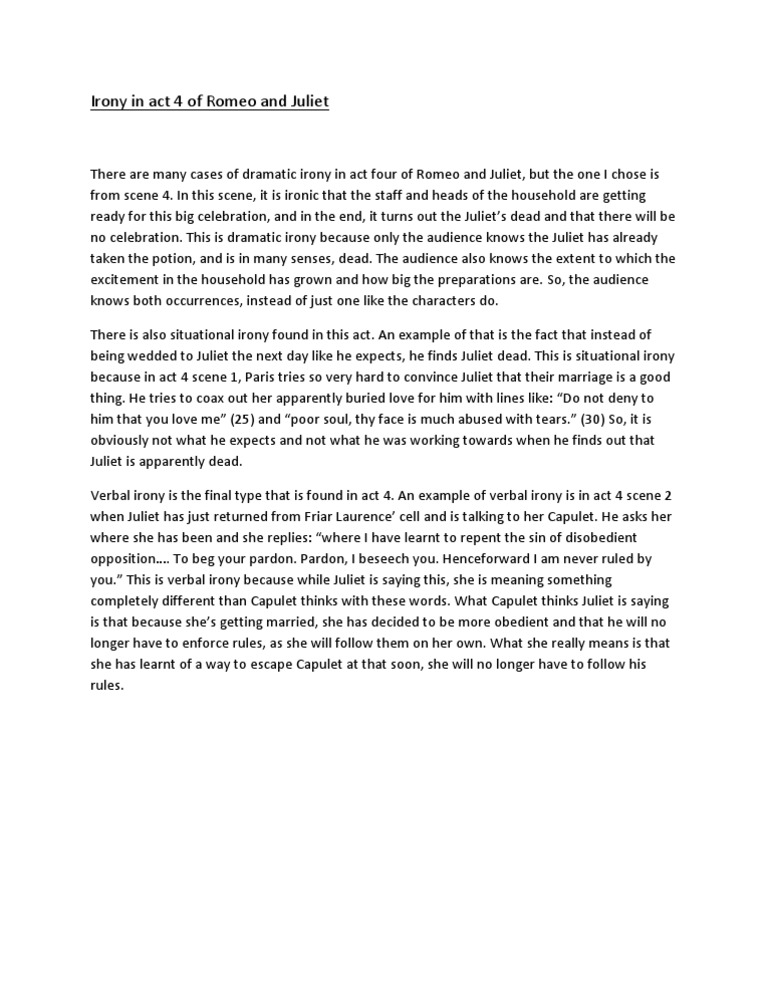 Verbal Irony In Romeo And Juliet