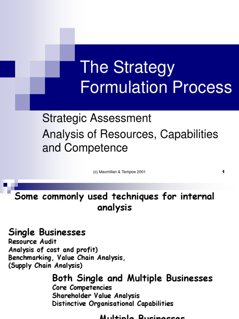 The Strategy Formulation Process: Strategic Assessment Analysis of ...