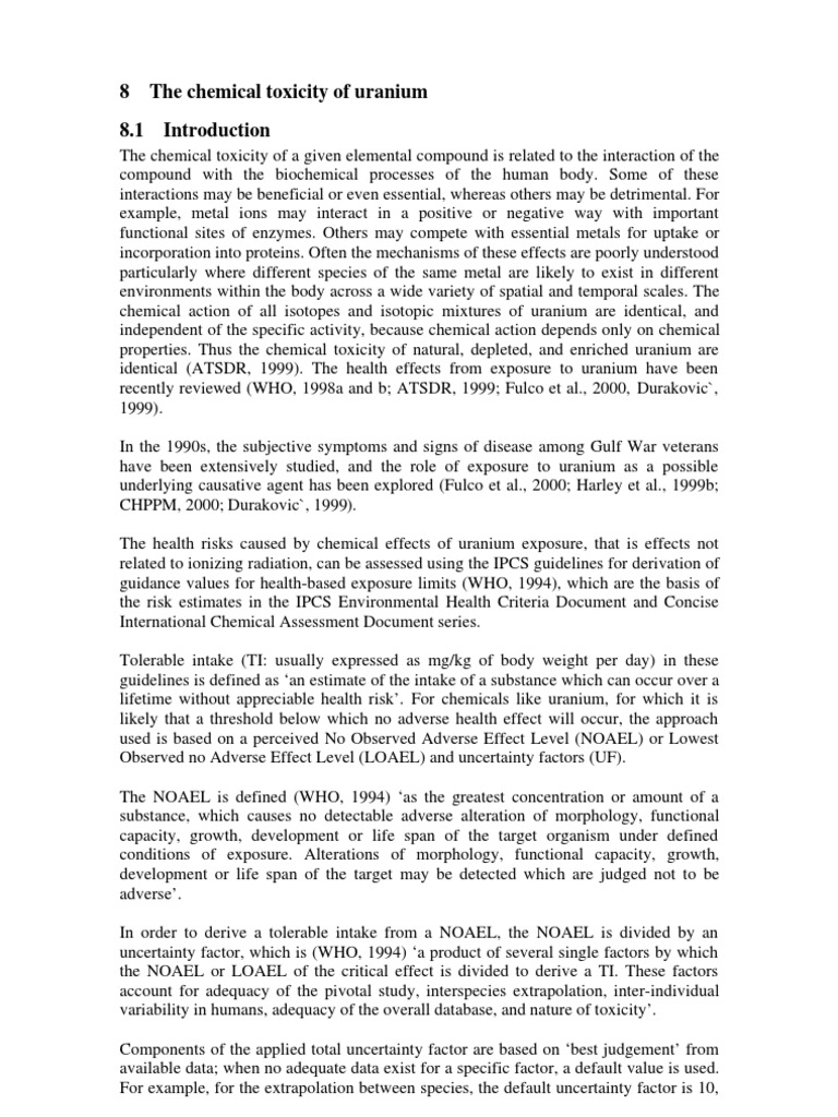 8 The Chemical Toxicity of Uranium | PDF | Ionizing Radiation | Uranium