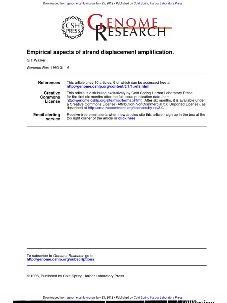 Empirical Aspects of Strand Displacement Amplification.: References ...