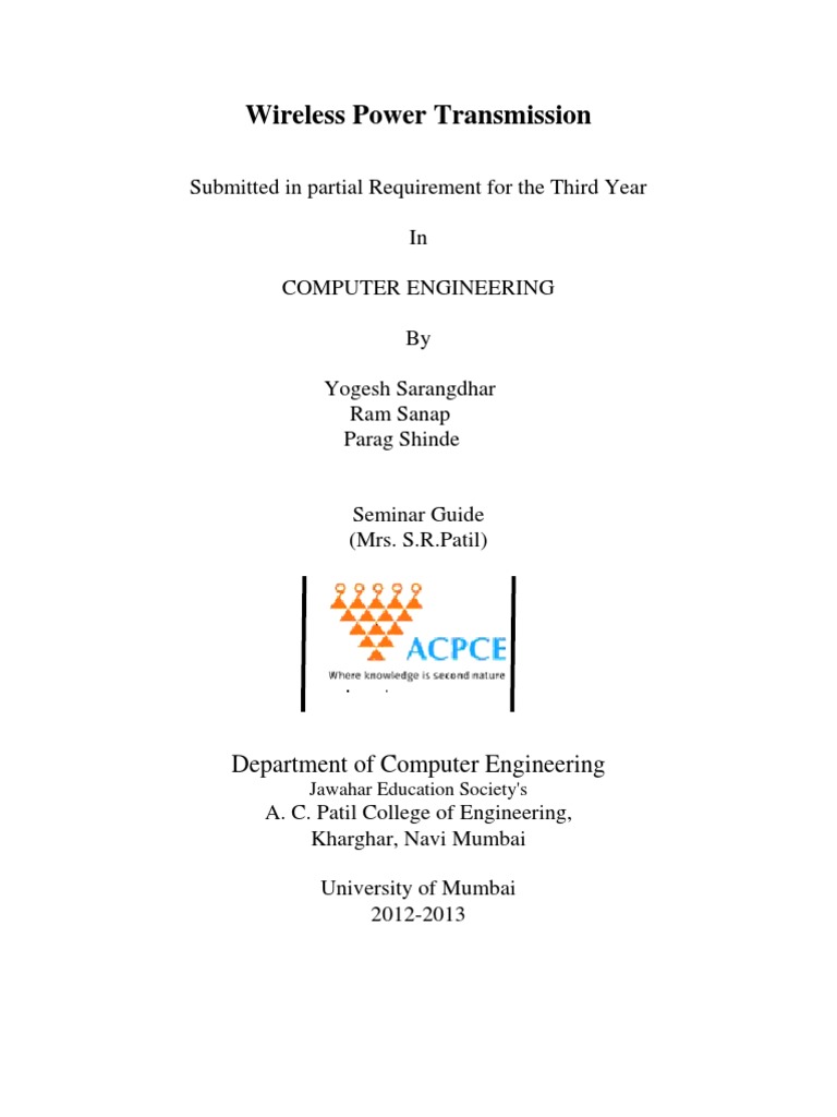 Wireless Power Transmission Overview | PDF | Technology & Engineering